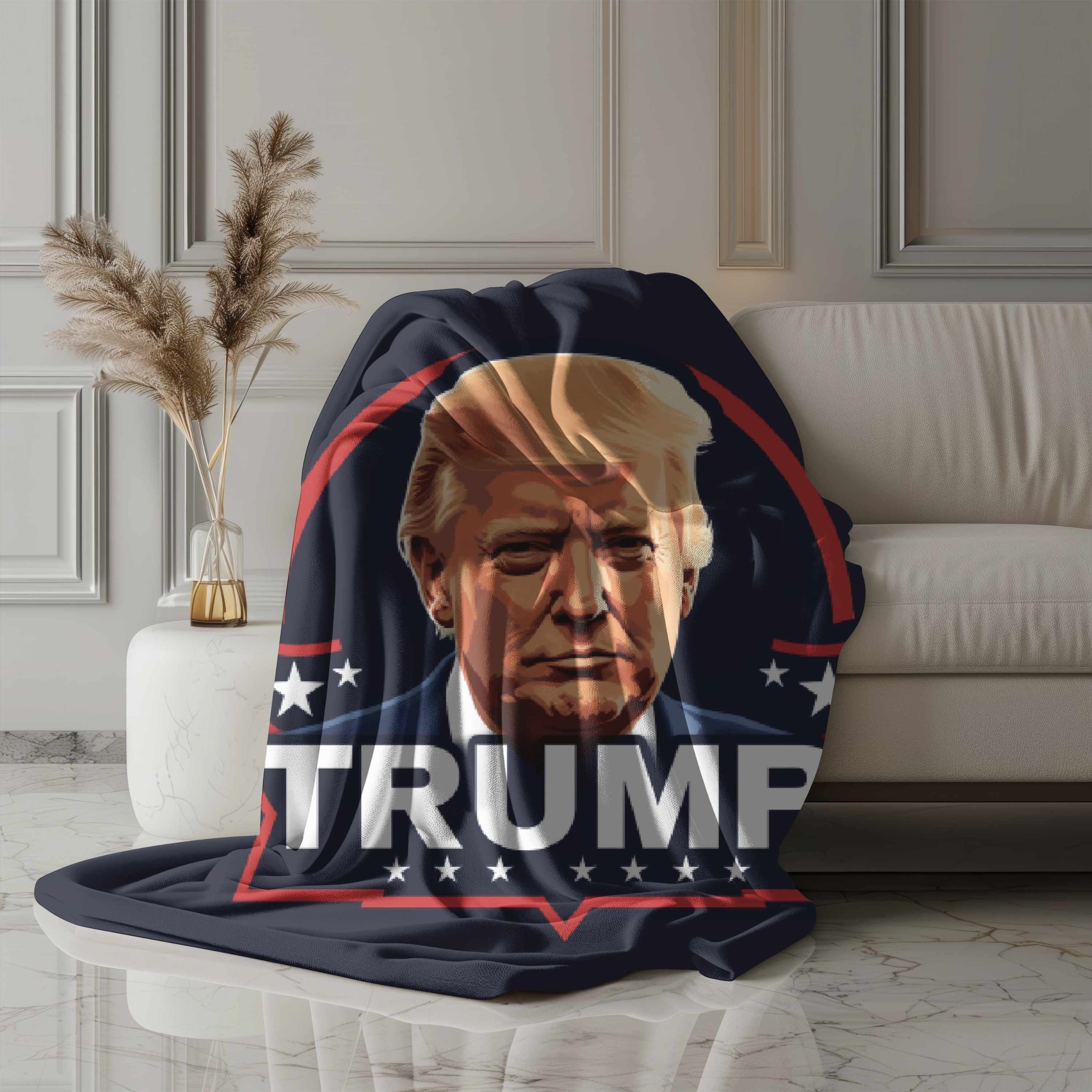 Donald Trump Patriotic Plush Velveteen Blanket, American Flag Inspired ...