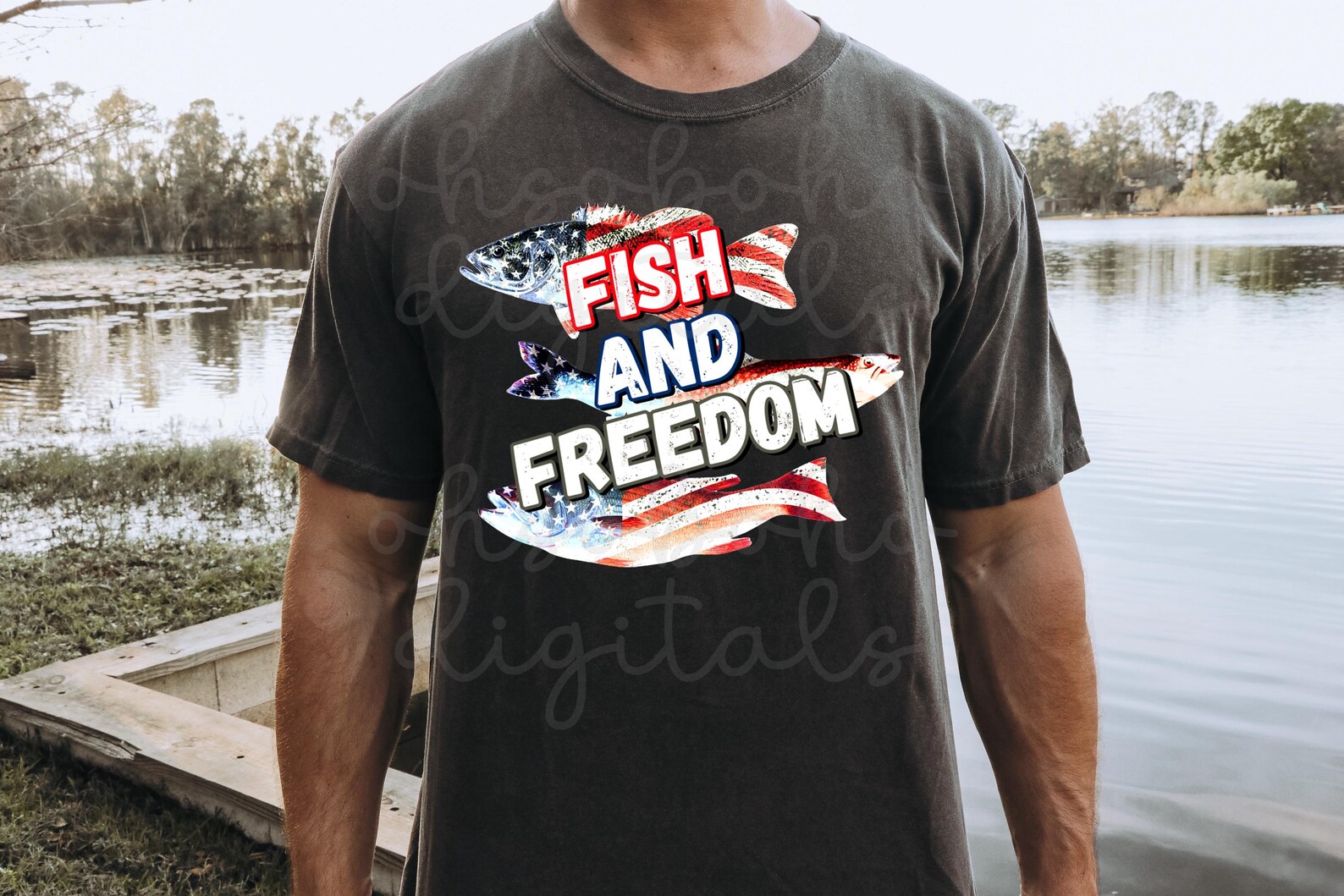 Fish and Freedom Png, Outdoors Png, Men Png, Design for Sublimation ...