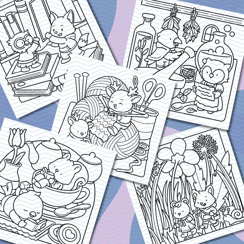 Big Tiny World Coloring Book (PDF/JPG): 40 Pages of Cute Animal ...