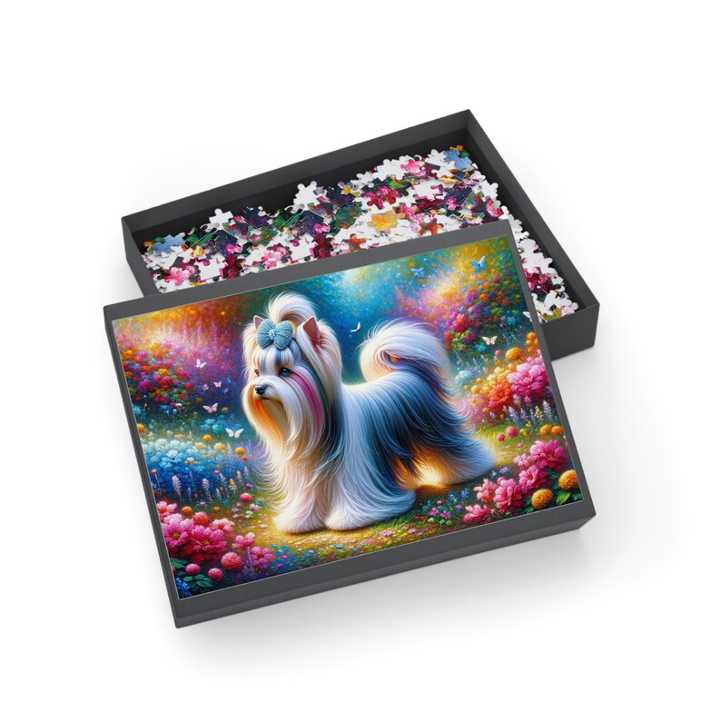 Jigsaw Puzzle. A Biewer Terrier's Floral Fantasy Puzzle ( 252, 500 ...