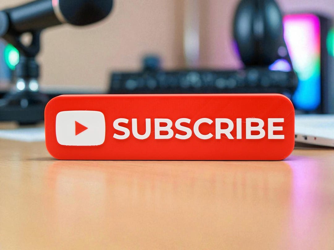 Youtube Subscribe Decor | 3D Printed Desk Sign | Gift for Content ...