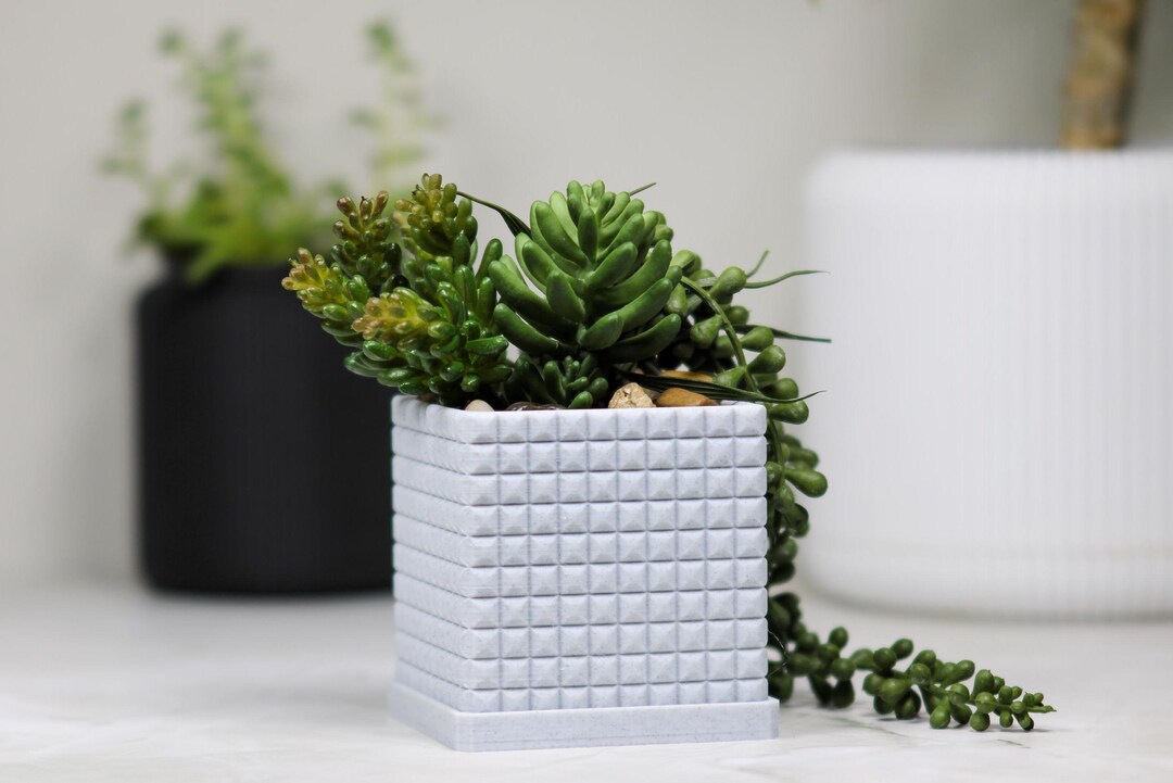 Modern Cubed Planter, 3D Printed Plant Pot, Elegant & Sustainable Home ...