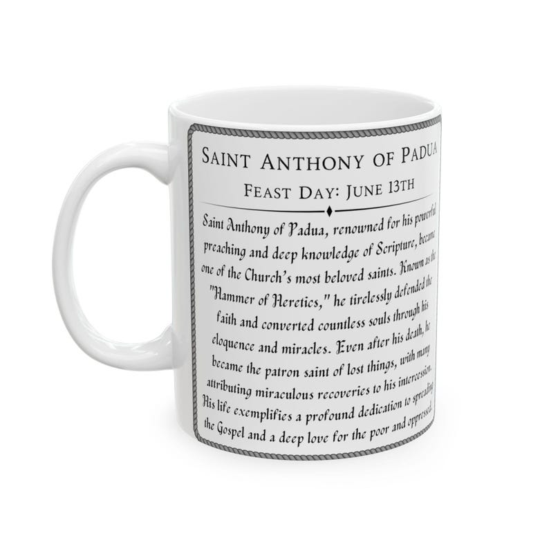 Mug Saint Anthony of Padua Black and White Coffee Mug St. Anthony ...