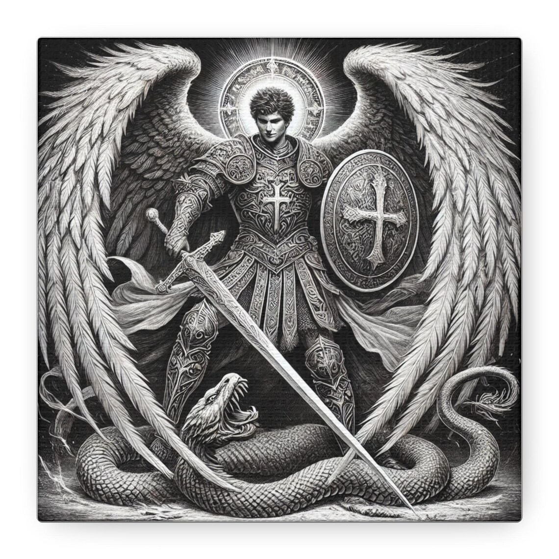 Saint Michael Archangel Defeating the Serpent St. Michael Protector ...