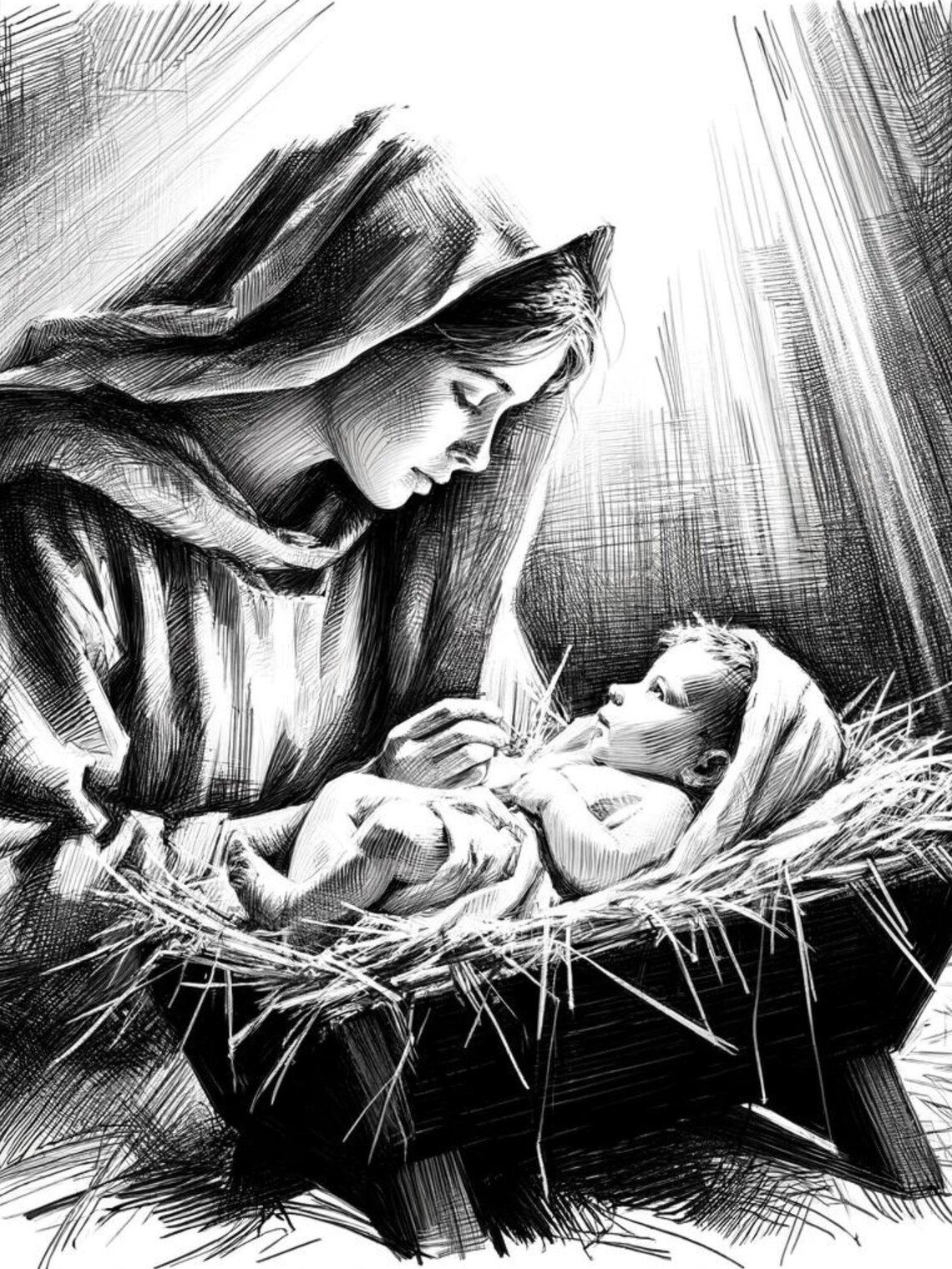 Digital Download Mary and Jesus Instant Download Catholic Art Mary and ...