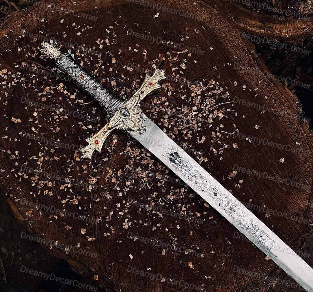 Hand Forged Damascus Steel Excalibur Sword / Knights / King Sword ...