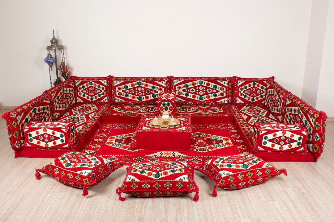 U Shaped Seating Set, Modular Sofa, Indoor Seating Set, Oriental Pillow ...
