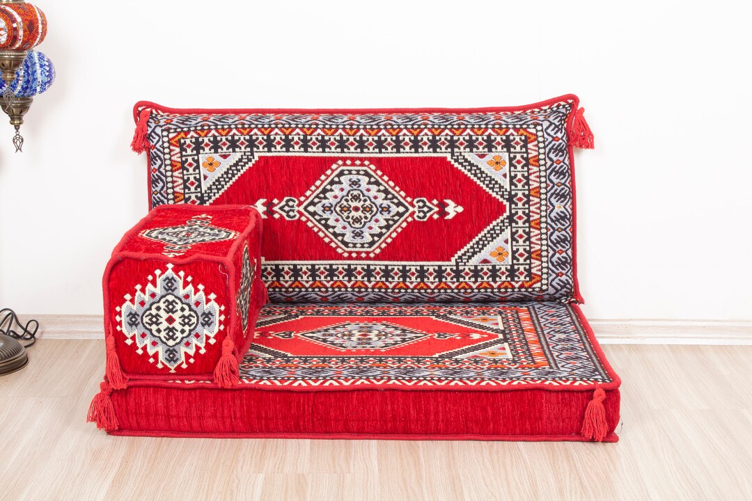 Arabic Cushion Sofa, Ethnic Couch Set, Red Sofa, Custom Floor Cushion ...