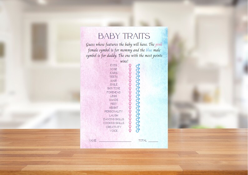 Baby Shower Game Baby Traits Digital Template - Etsy