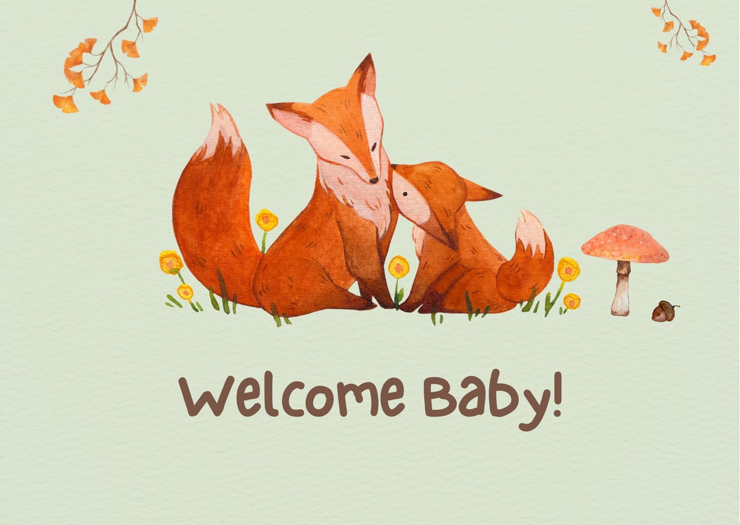 Baby Birth Card Print at Home Baby Congratulations Card Welcome Baby ...