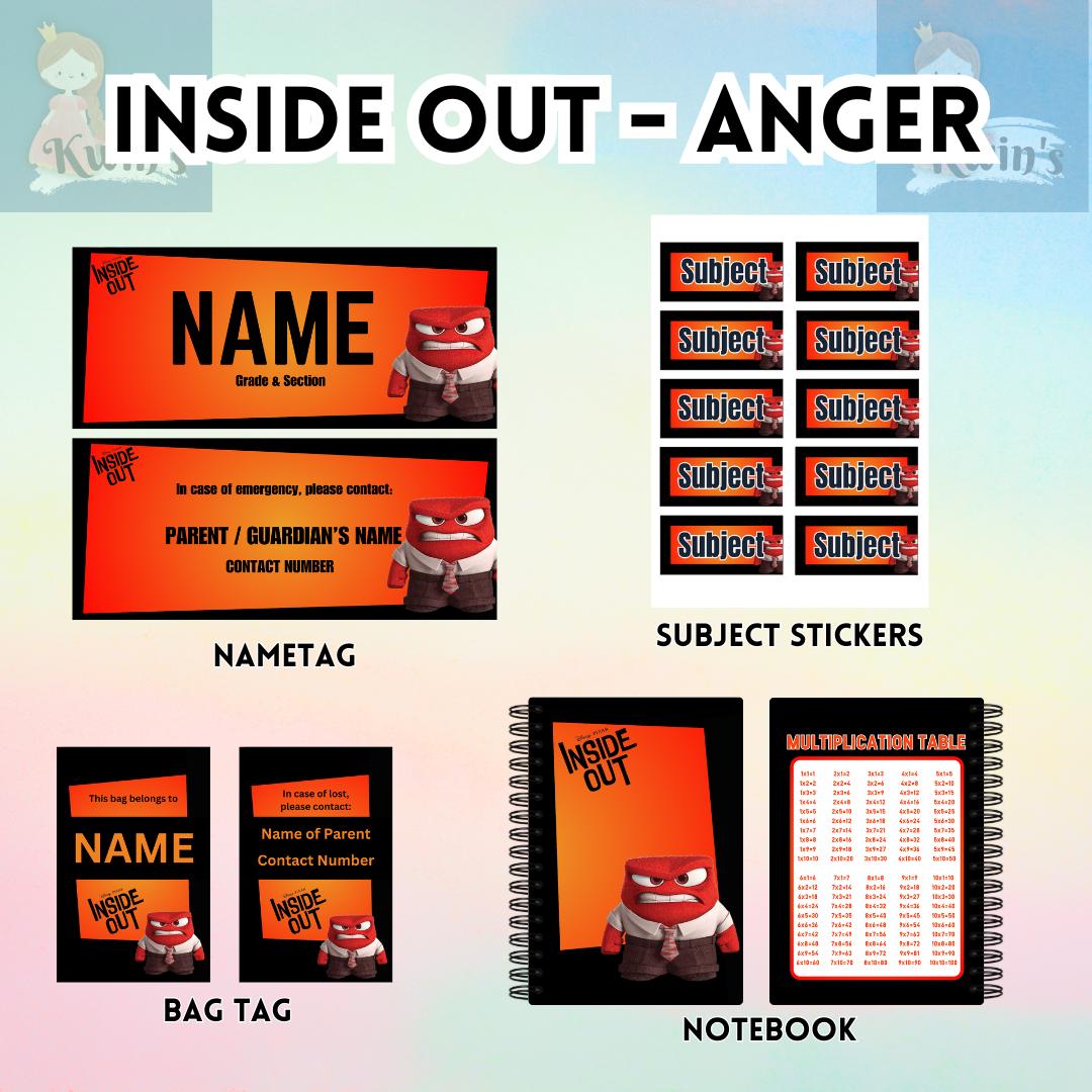 Inside Out 2 Characters Back to School Templates Nametag Subject ...