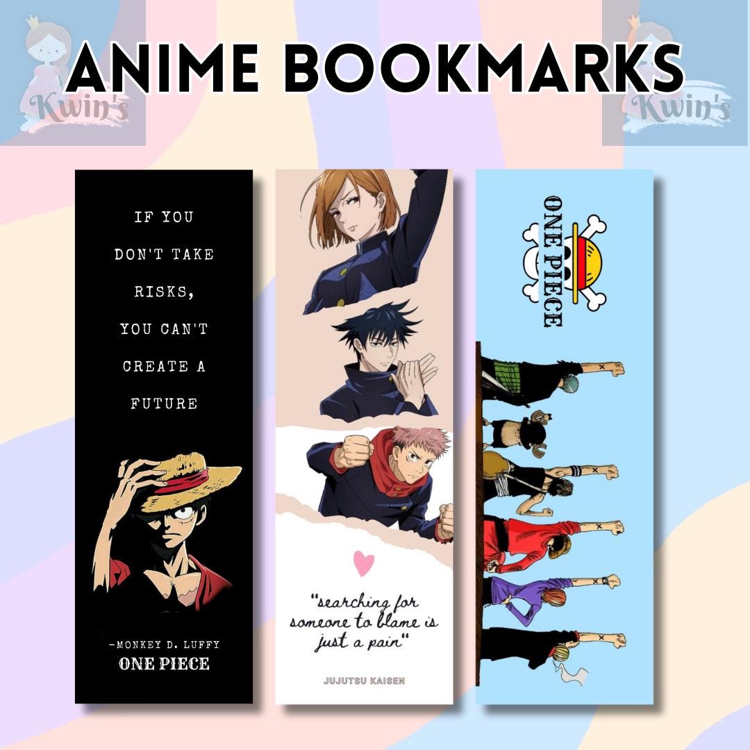 31 Anime Bookmarks Templates Canva Editable or PNG Ready to Print ...