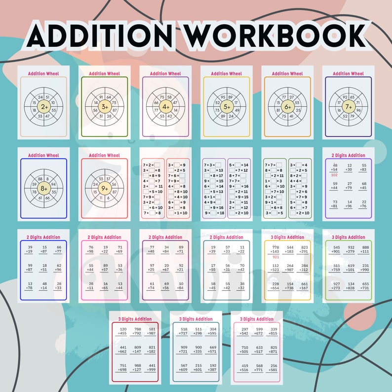 40 Pages Basic Addition Math Workbook Canva Editable Template Printable ...