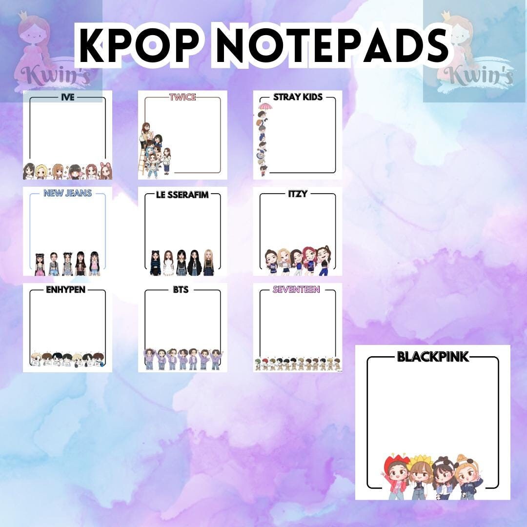 10 KPOP Cute Square Notepads Canva Editable Template 3x3 Blackpink Ive ...