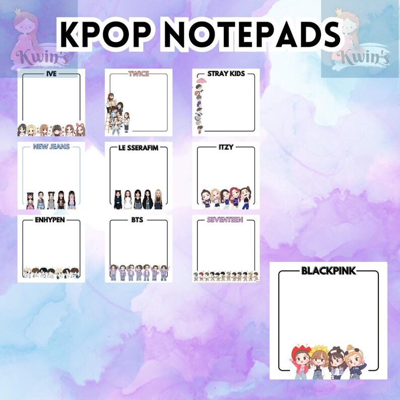 10 KPOP Cute Square Notepads Canva Editable Template 3x3 Blackpink Ive ...