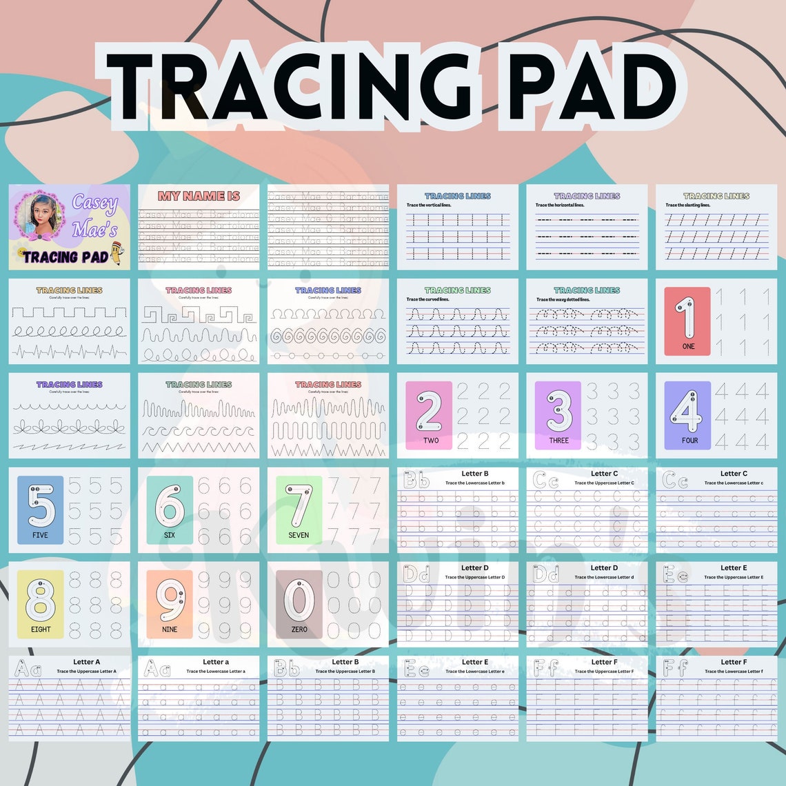 Tracing Pad for Kids Canva Editable Template and Ready to Print - Etsy