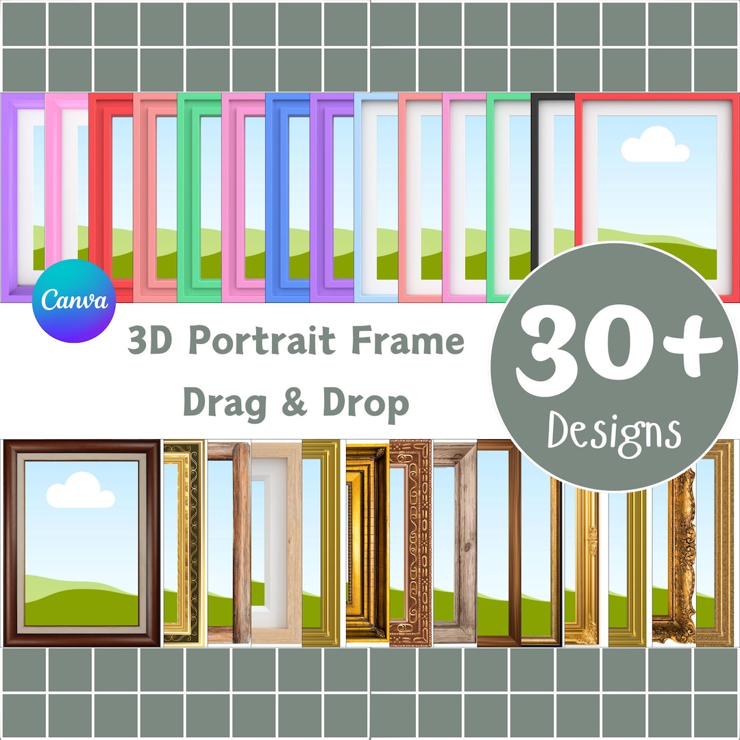 3D Portrait Frame Effect, Canva Editable (digital Download) - Etsy