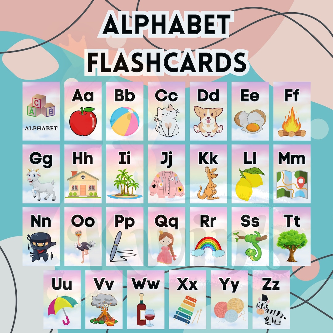 Alphabet & Number Flashcards Digital File Canva Editable Template - Etsy