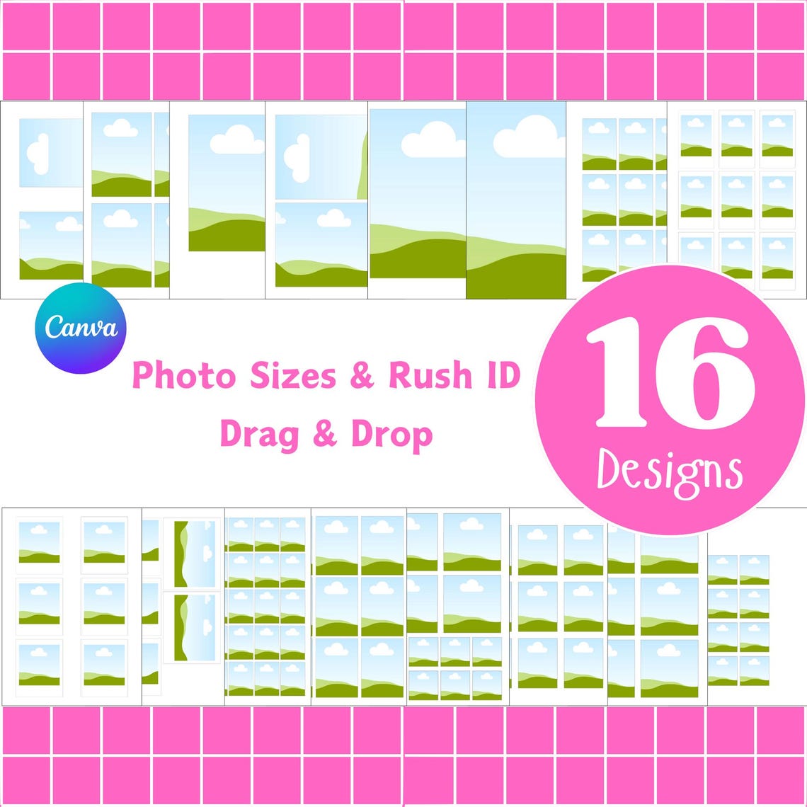 Canva Photo Sizes Templates Drag and Drop Editable Frames - Etsy