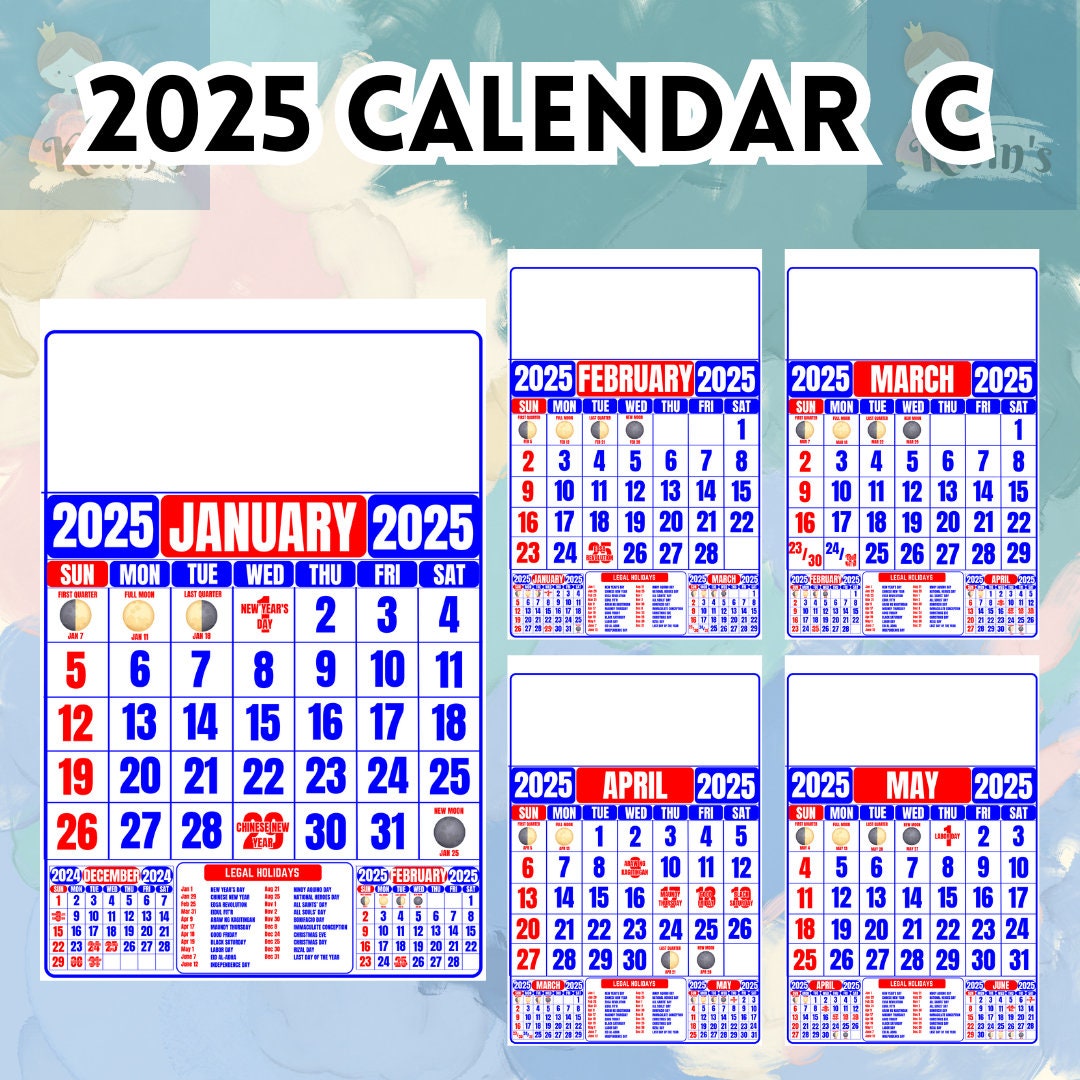 2025 PH Commercial Calendars 12 PAGES 10 COLORS - Etsy