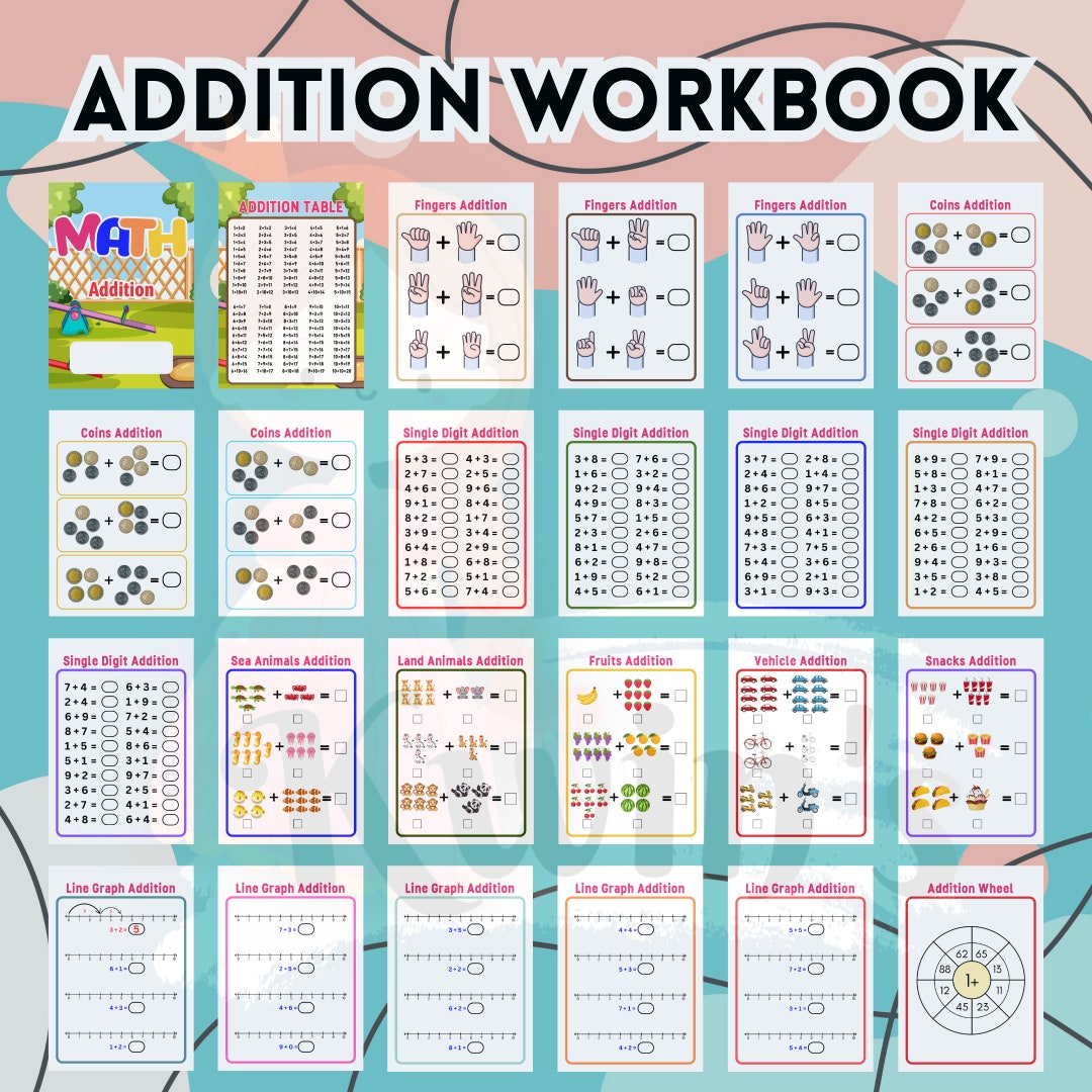 40 Pages Basic Addition Math Workbook Canva Editable Template Printable ...