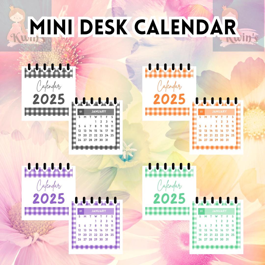 2025 Mini Desk Calendar Template Canva Editable Printable DIY ...