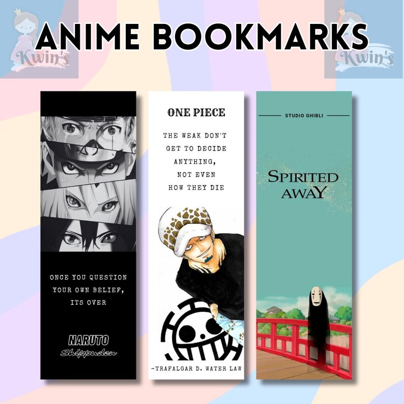 31 Anime Bookmarks Templates Canva Editable or PNG Ready to Print ...