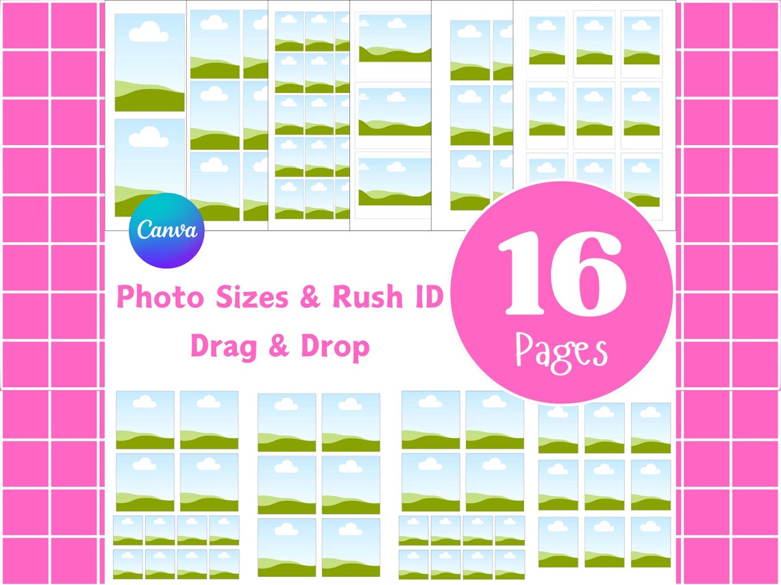 Canva Photo Sizes Templates Drag and Drop Editable Frames - Etsy