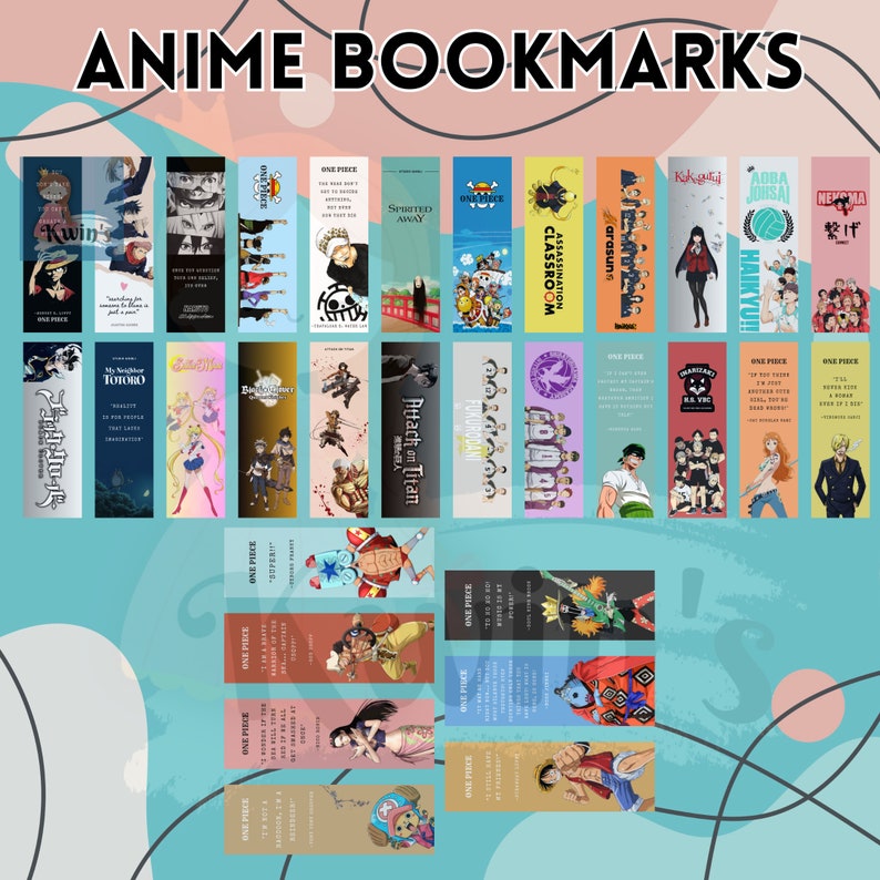31 Anime Bookmarks Templates Canva Editable - Etsy