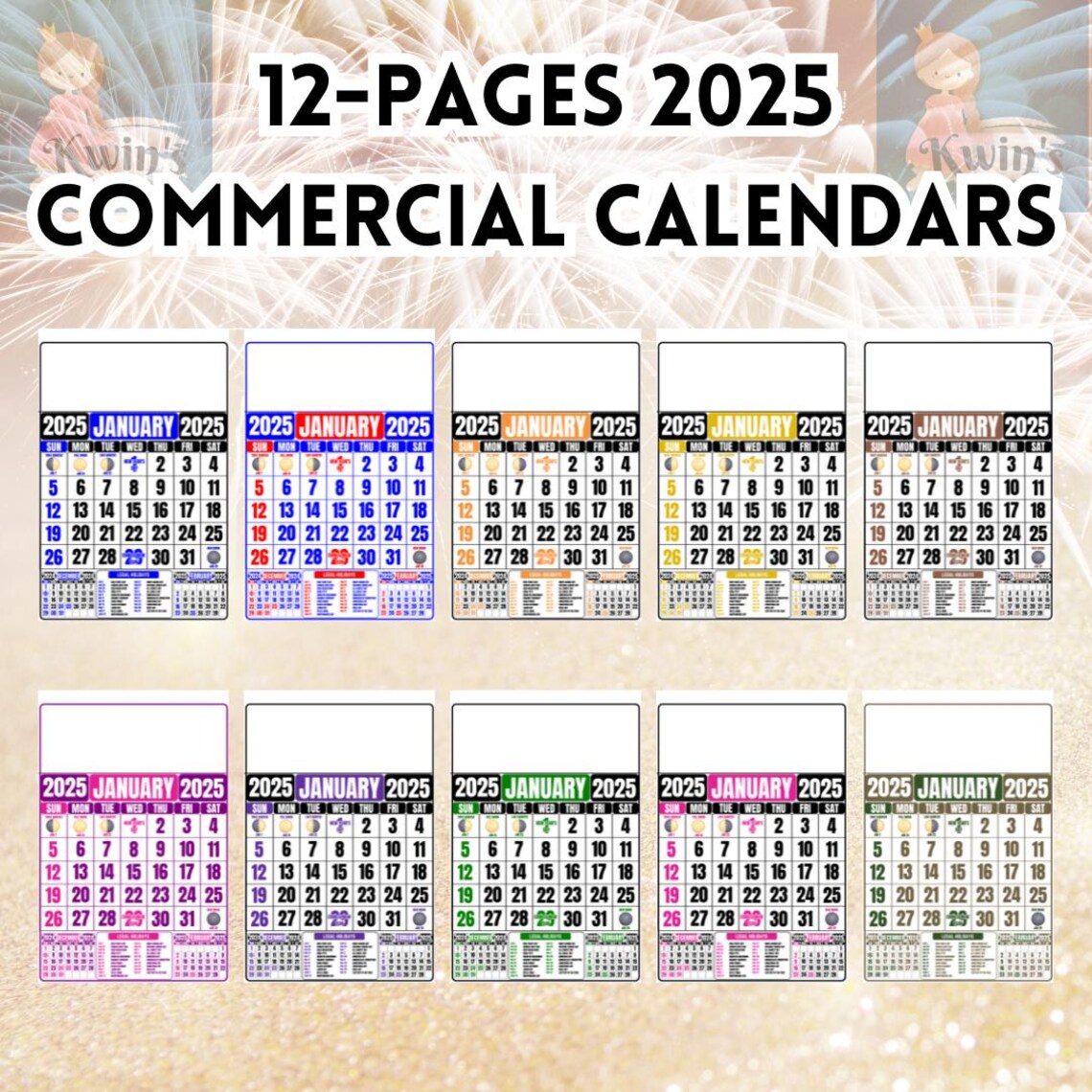 2025 Commercial Calendar Template, Folio/legal Size (canva Editable) - Etsy