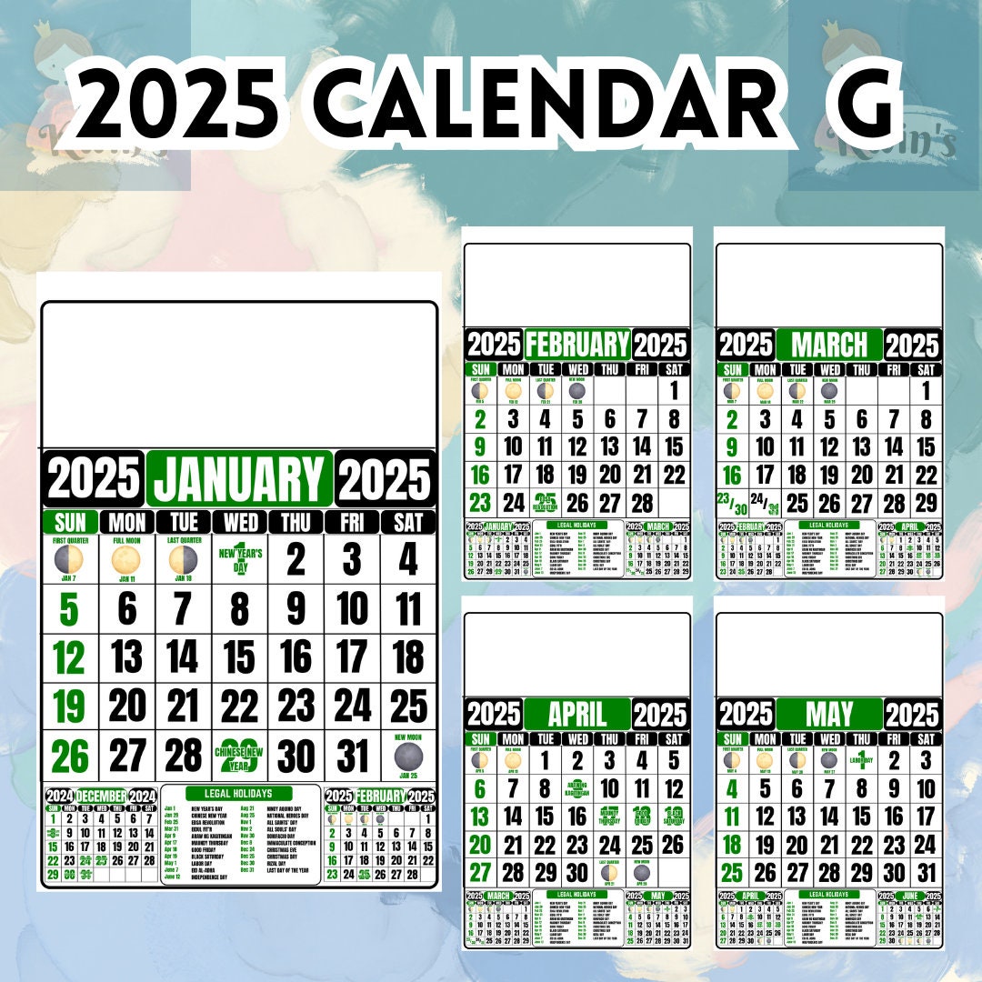 2025 PH Commercial Calendars 12 PAGES 10 COLORS - Etsy
