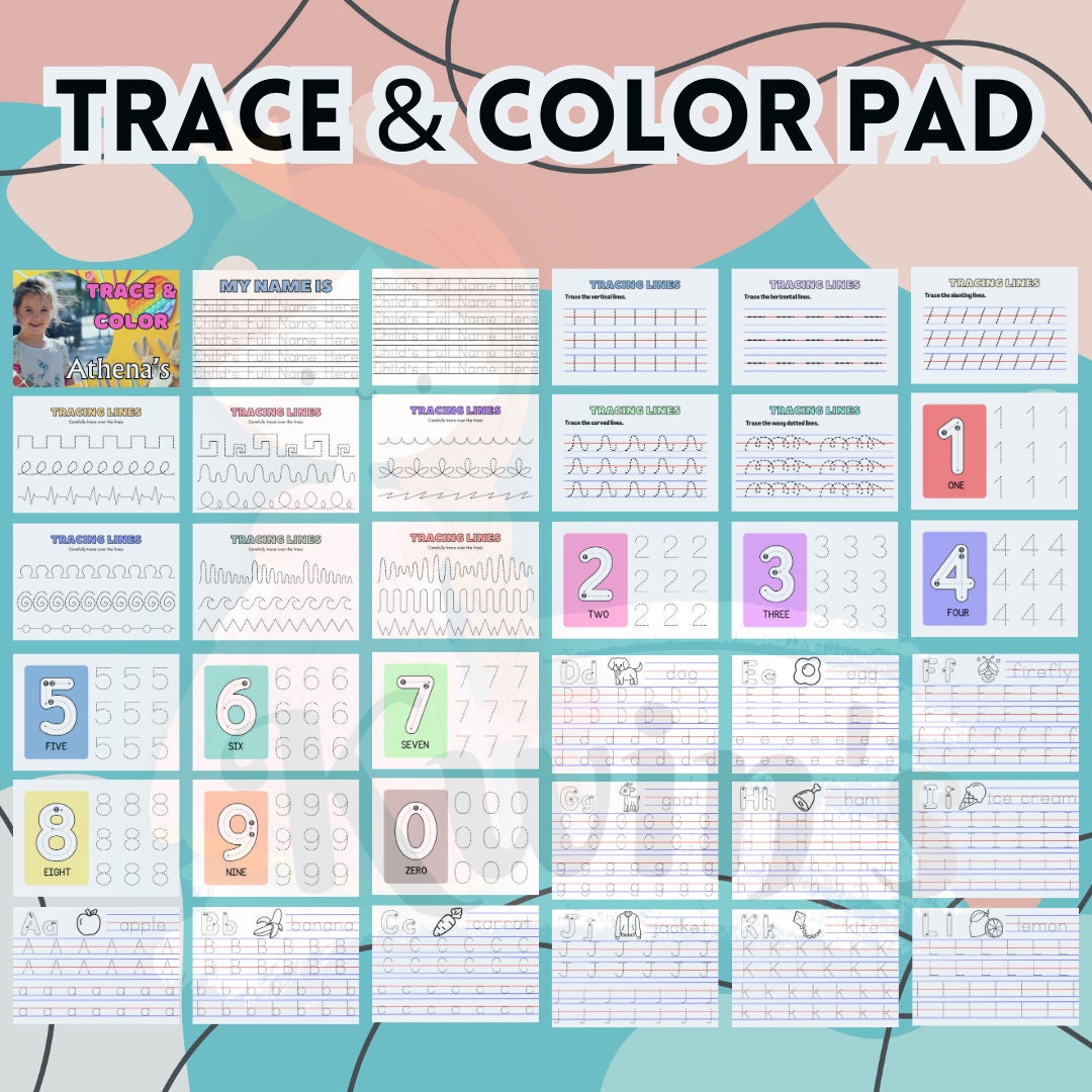 Trace & Color Pad Template Canva and PNG - Etsy