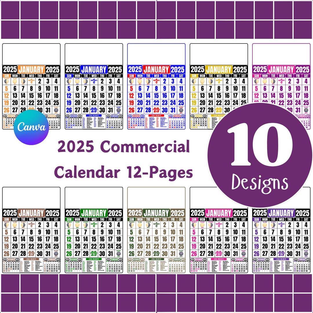 2025 PH Commercial Calendars 12 PAGES 10 COLORS - Etsy