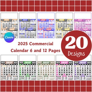 2025 Commercial Calendar Template, Folio/legal Size (canva Editable) - Etsy