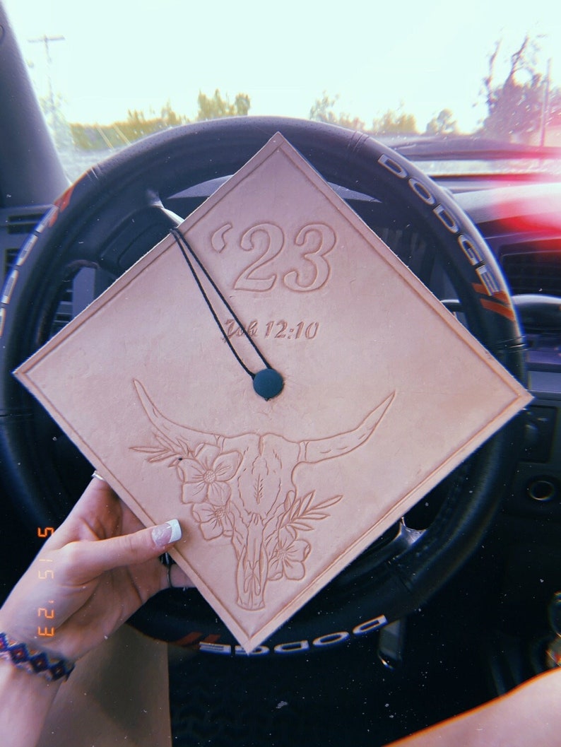 Custom Leather Tooled Grad Cap - Etsy