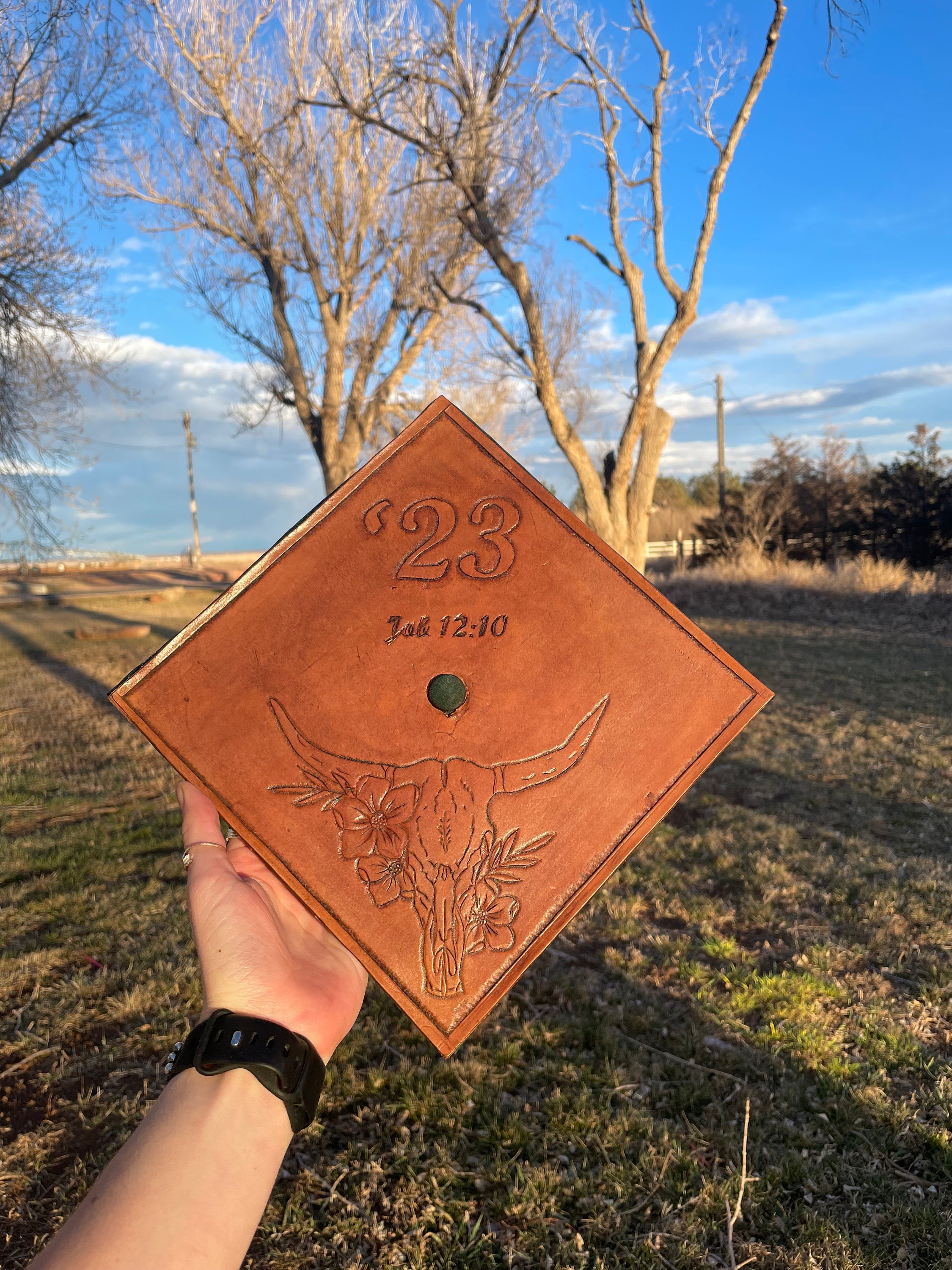 Custom Leather Tooled Grad Cap - Etsy