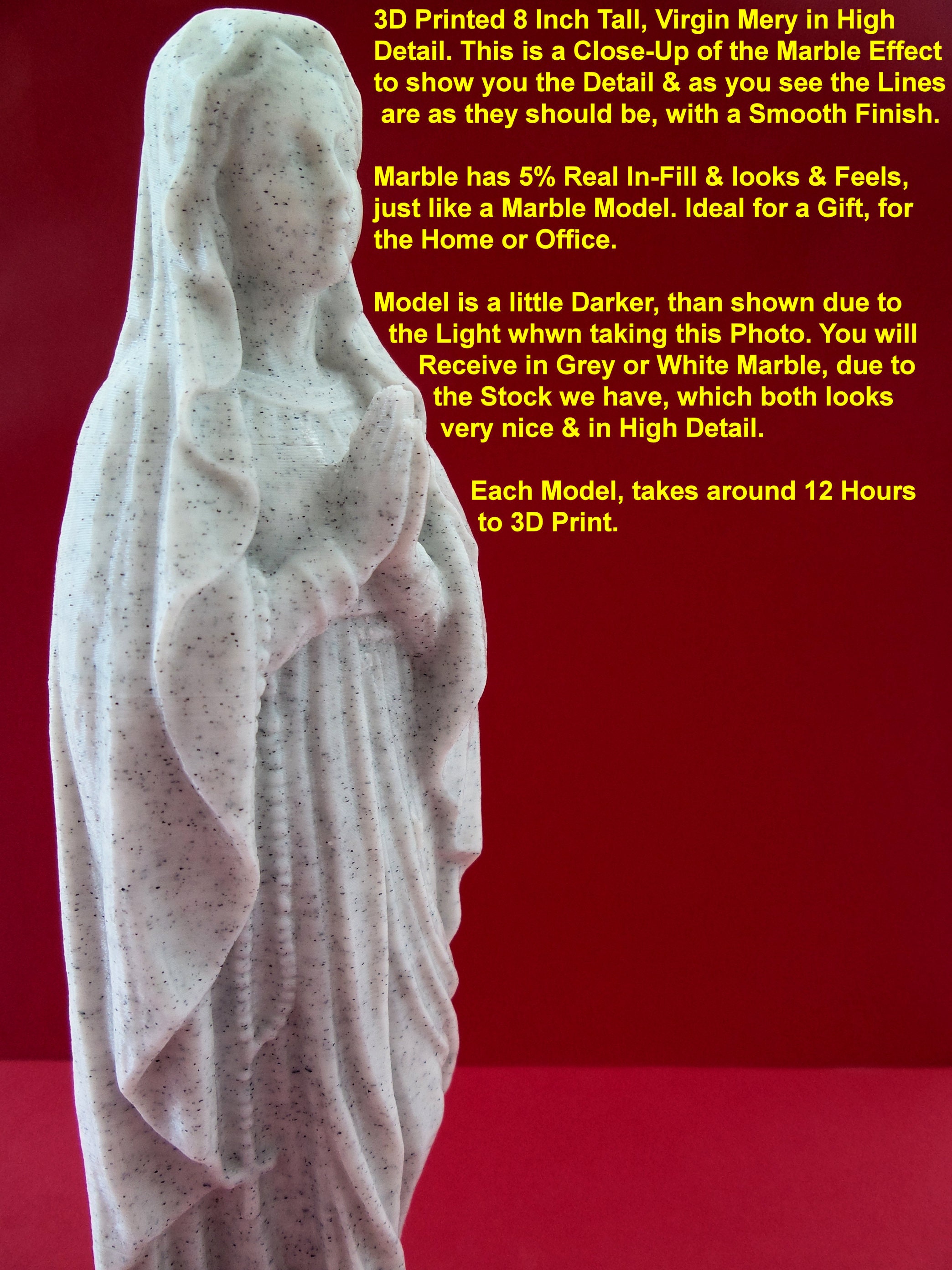 Jesus Christ & Virgin Mary 3D Printed, Models in High Detail in Marbel ...