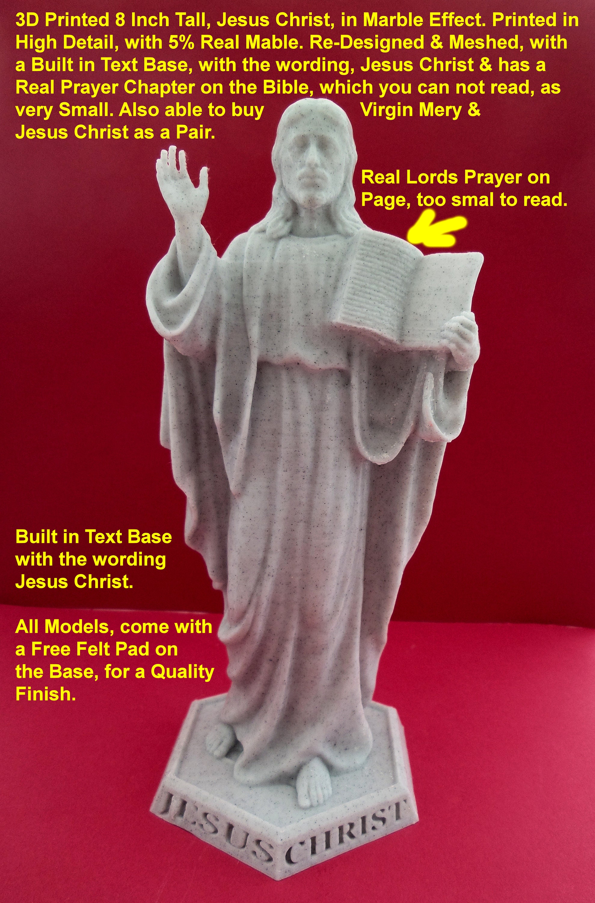 Jesus Christ & Virgin Mary 3D Printed, Models in High Detail in Marbel ...