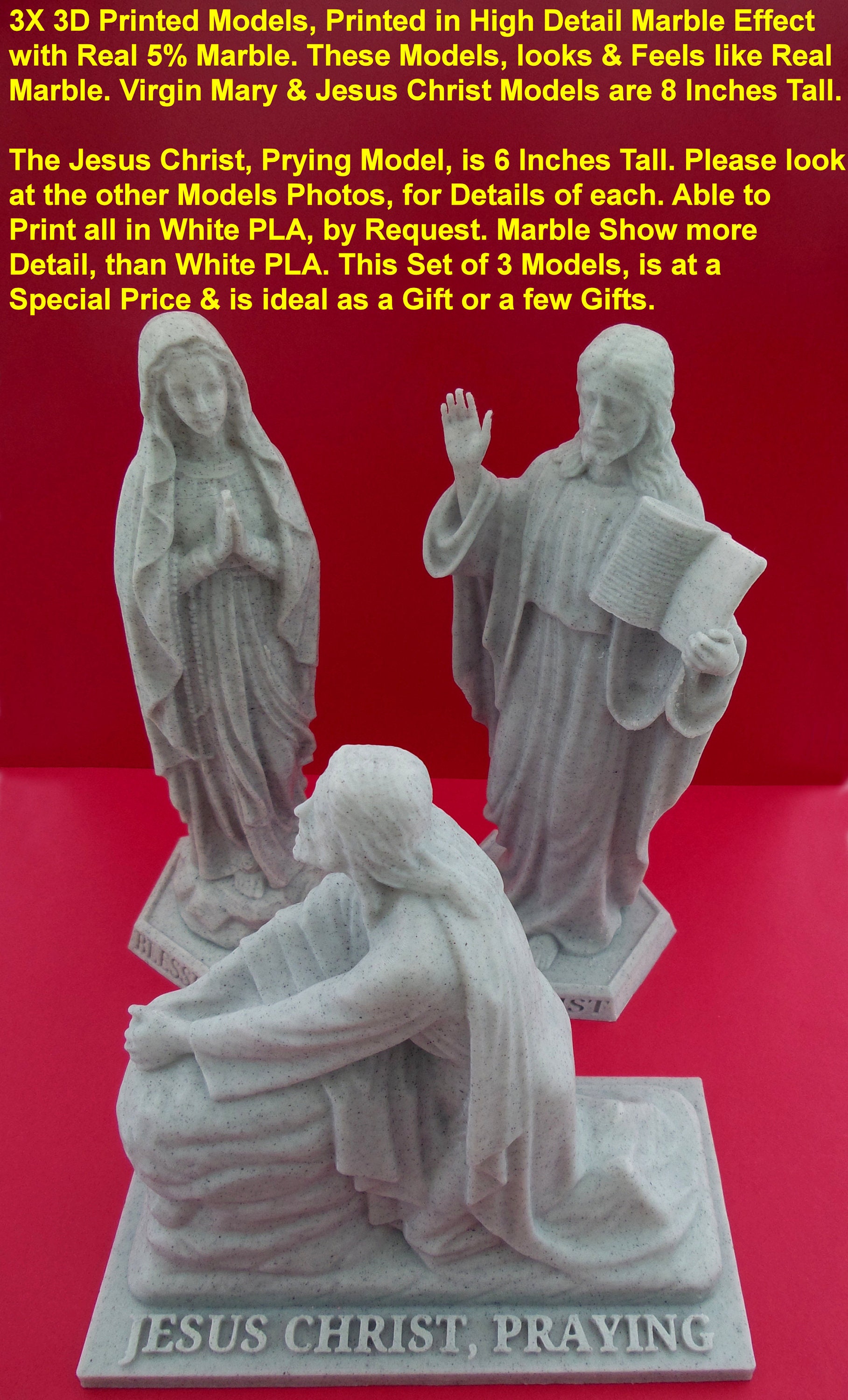 Jesus Christ & Virgin Mary 3D Printed, Models in High Detail in Marbel ...