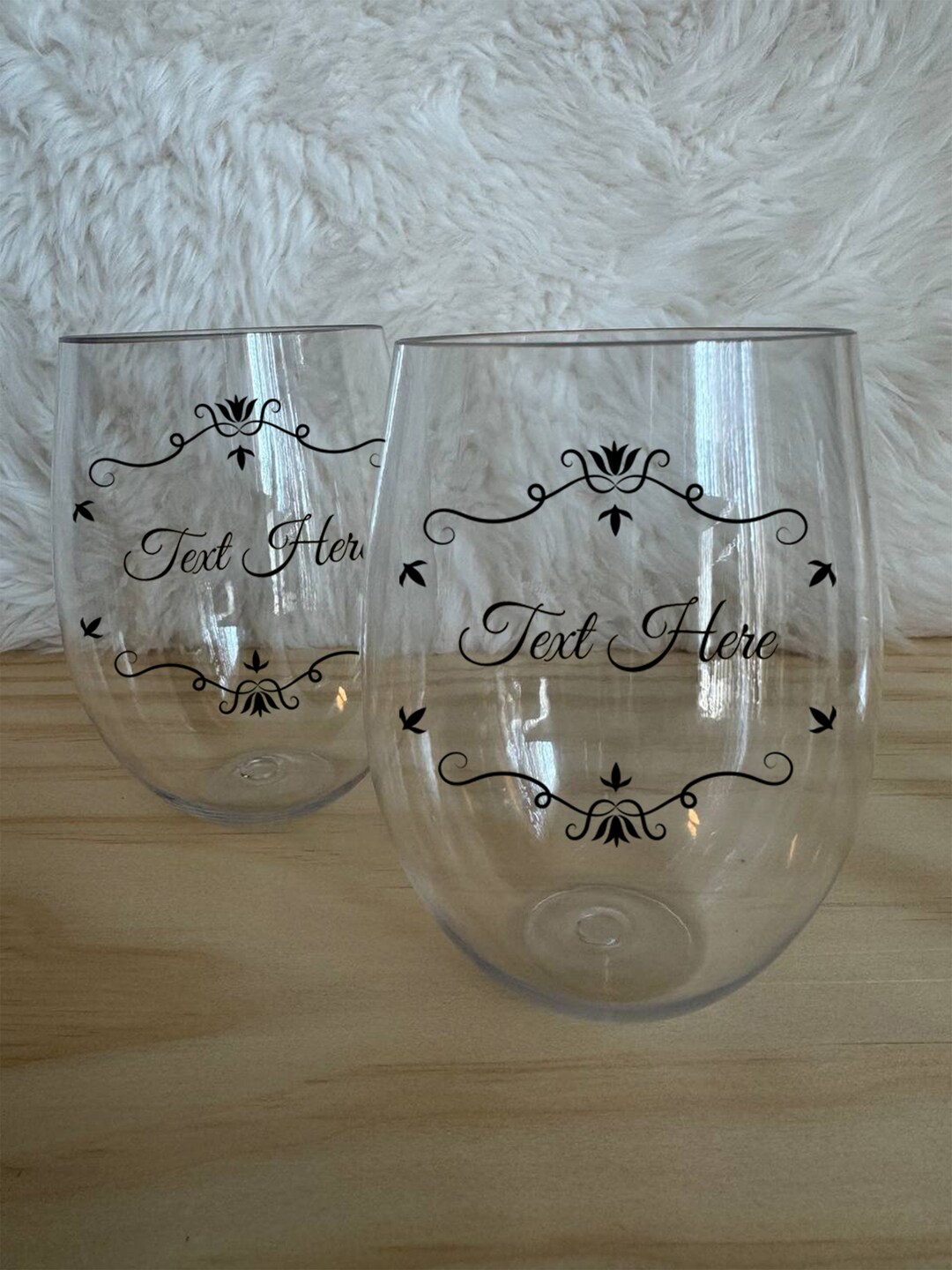 Stemless Unbreakable Crystal Clear Plastic Wine Glasses Set Clear ...