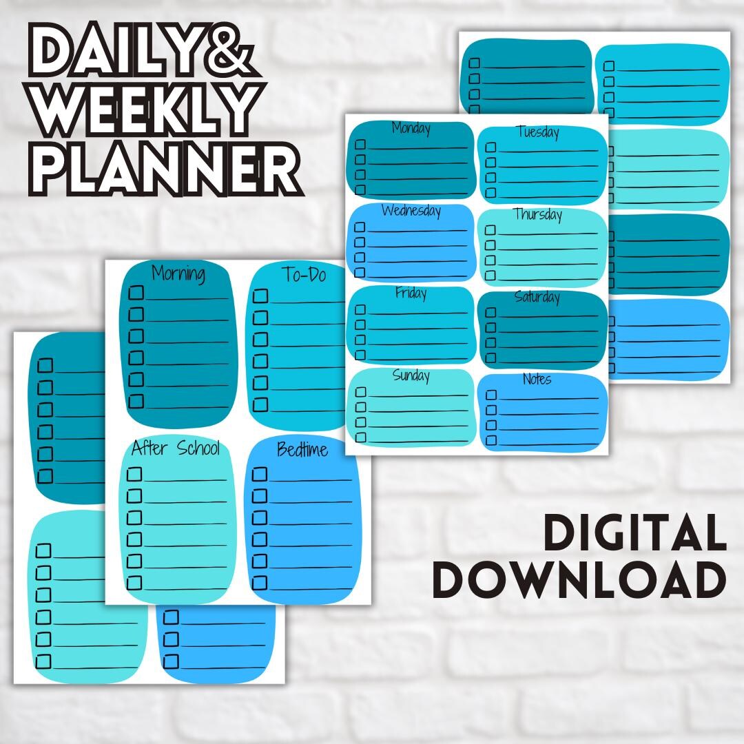 Printable Daily Weekly Checklist for Kids Families | Blank & Titled ...
