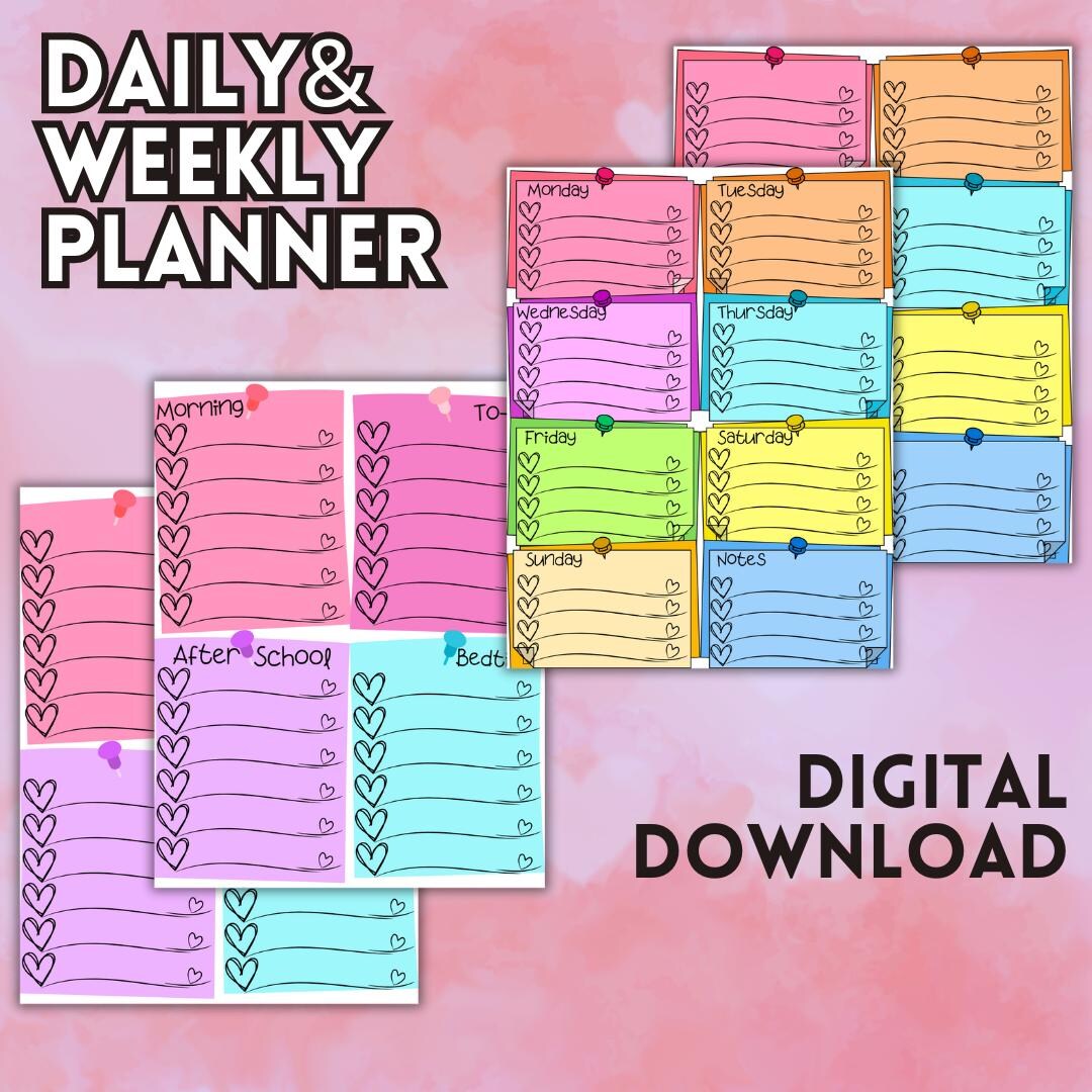 Printable Daily Weekly Checklist for Kids Families | Blank & Titled ...
