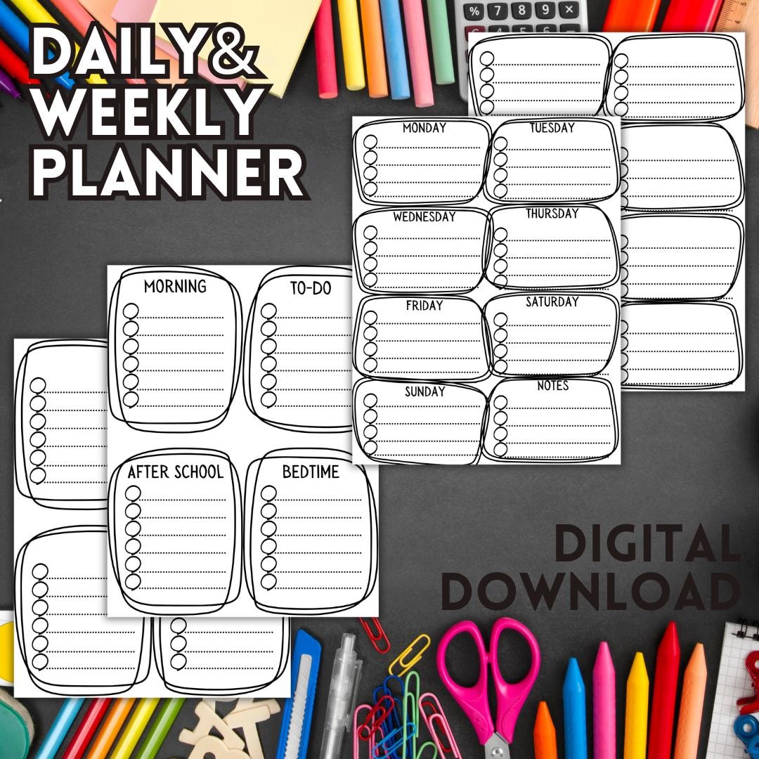Printable Daily Weekly Checklist for Kids Families | Blank & Titled ...
