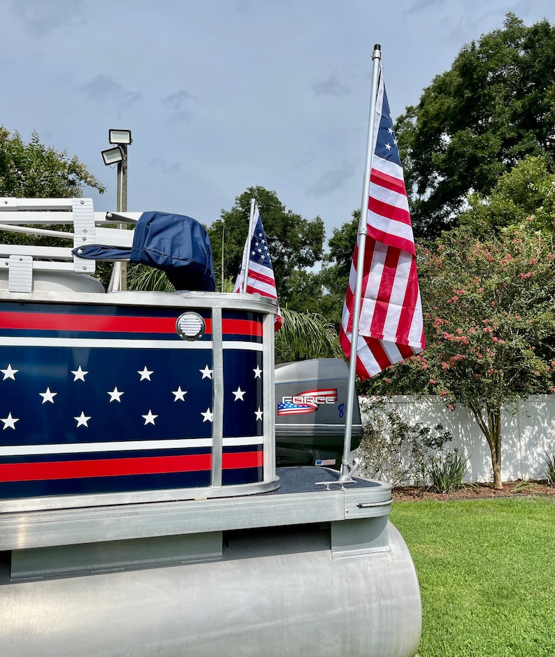 6’ Pontoon Boat Aluminum Flag Pole Kit W/american Flag - Etsy