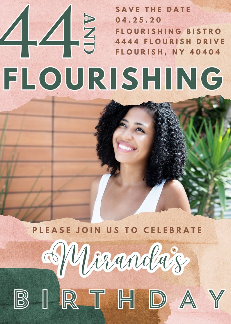 Self-edit 44th Birthday Digital Invitation - Etsy