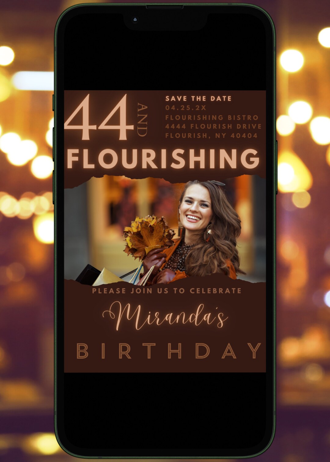 Self-edit 44th Birthday Digital Invitation - Etsy