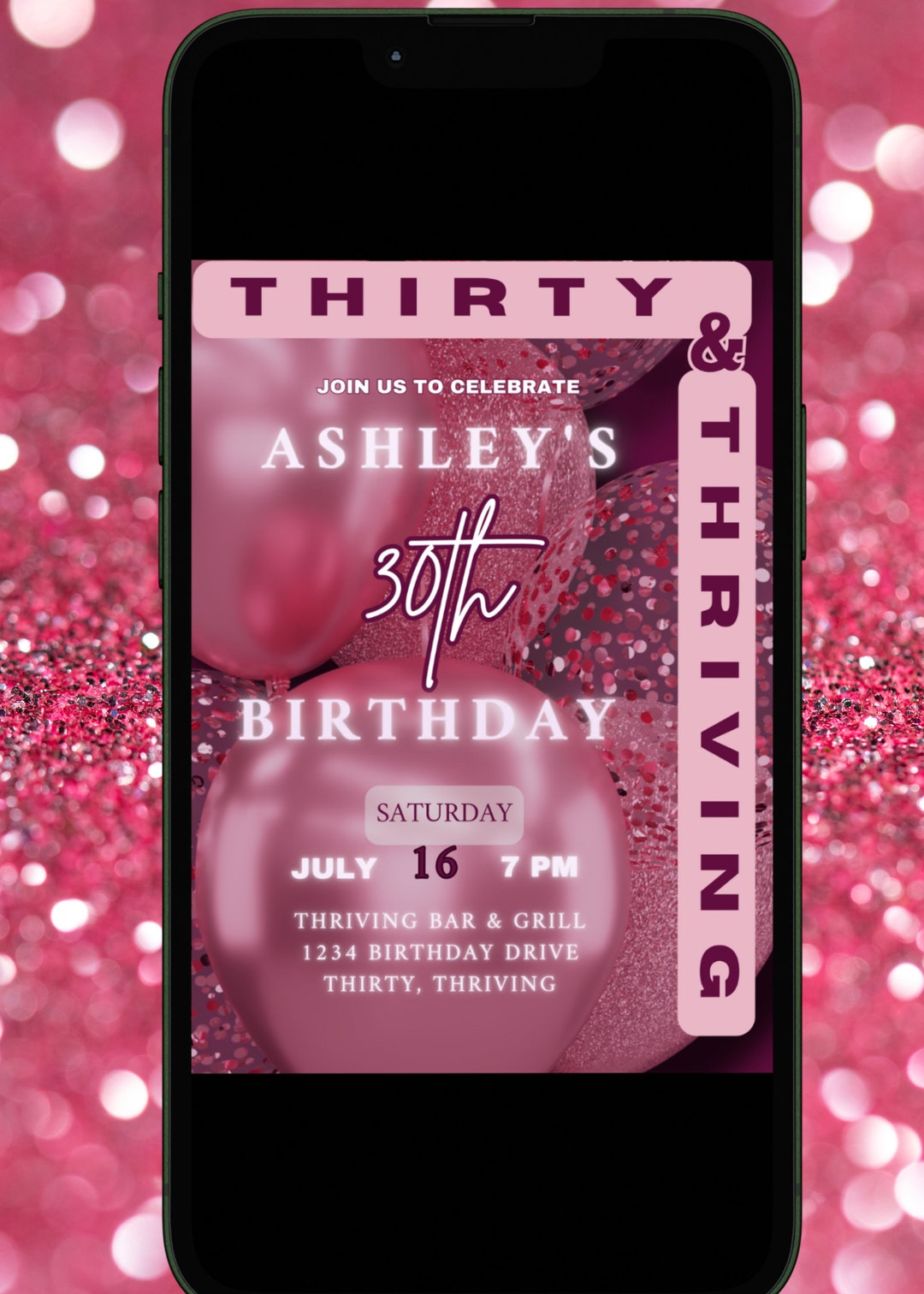 Self-edit 30th Birthday Digital Invitation - Etsy