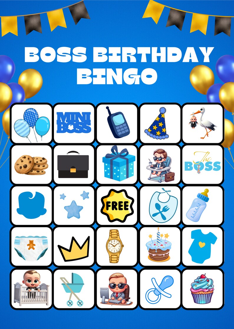 30 Bingo Cards | BOSS Birthday | Party Games - Etsy Canada