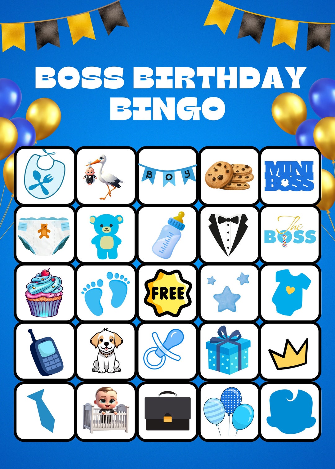 30 Bingo Cards | BOSS Birthday | Party Games - Etsy