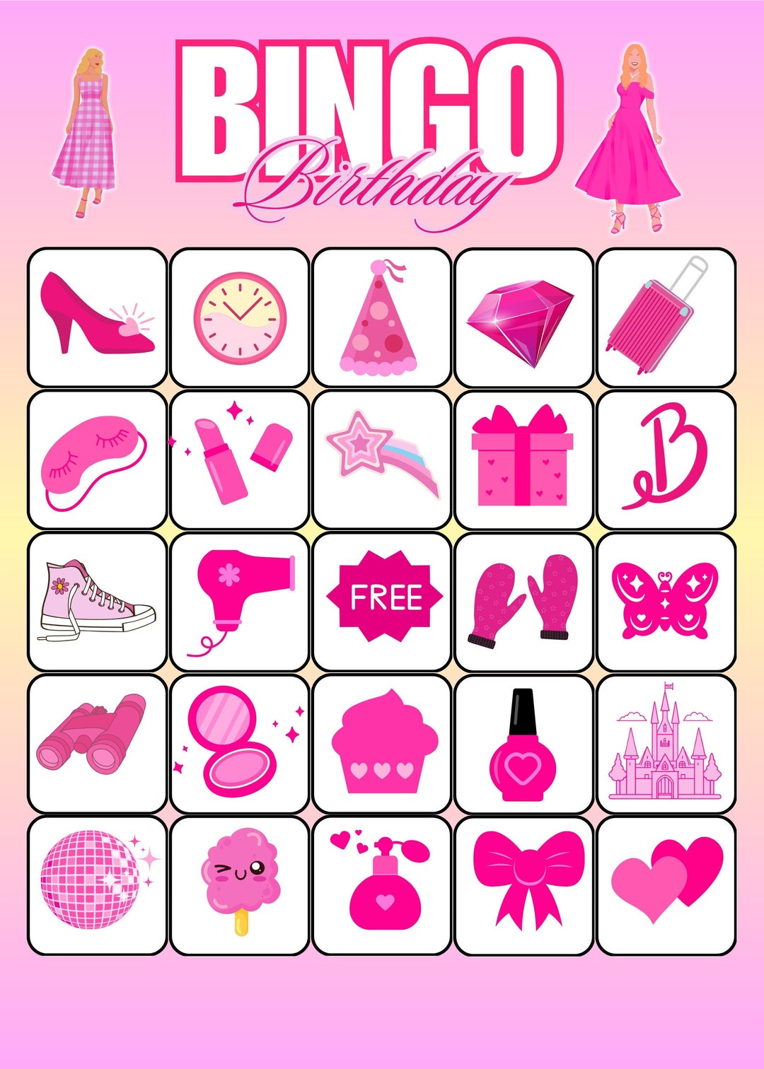 30 Bingo Cards | PINK Princess | Party Games - Etsy